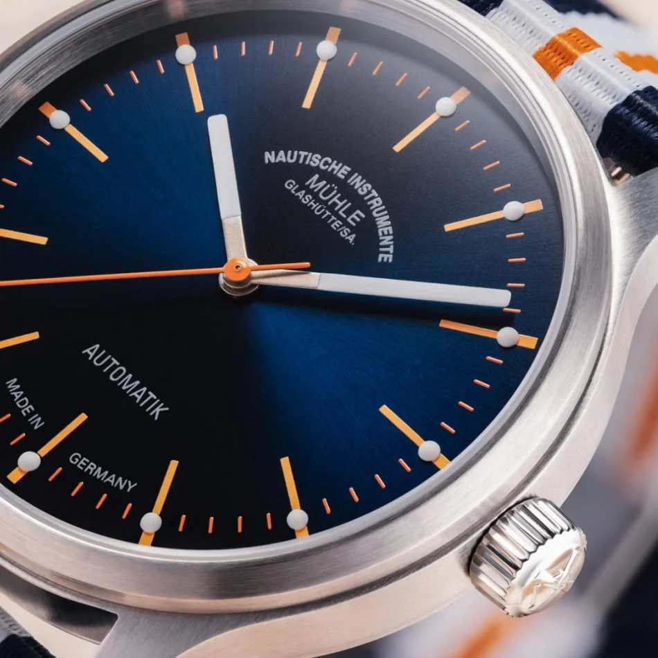 Panova Blue | modern watch | Leather strap | Mühle-Glashütte