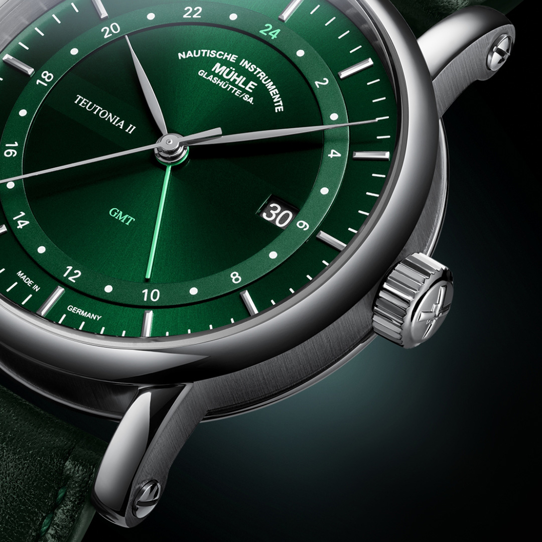 Teutonia II GMT | elegant green men's watch | Mühle-Glashütte